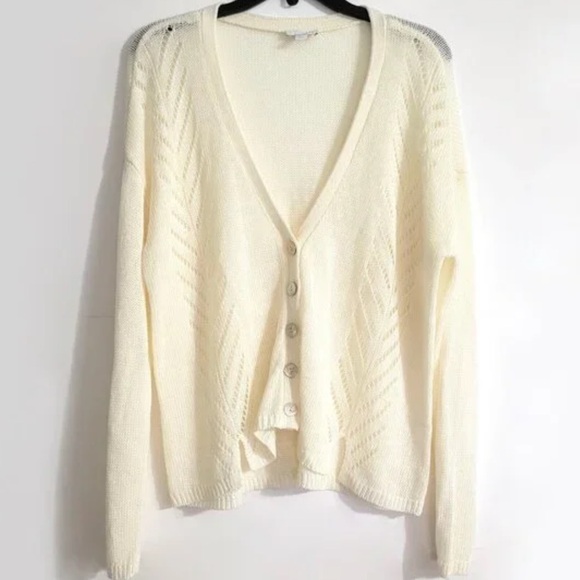 J. Jill | Sweaters | J Jill Ivory Linen Blend Knit Carved Abalone Shell ...